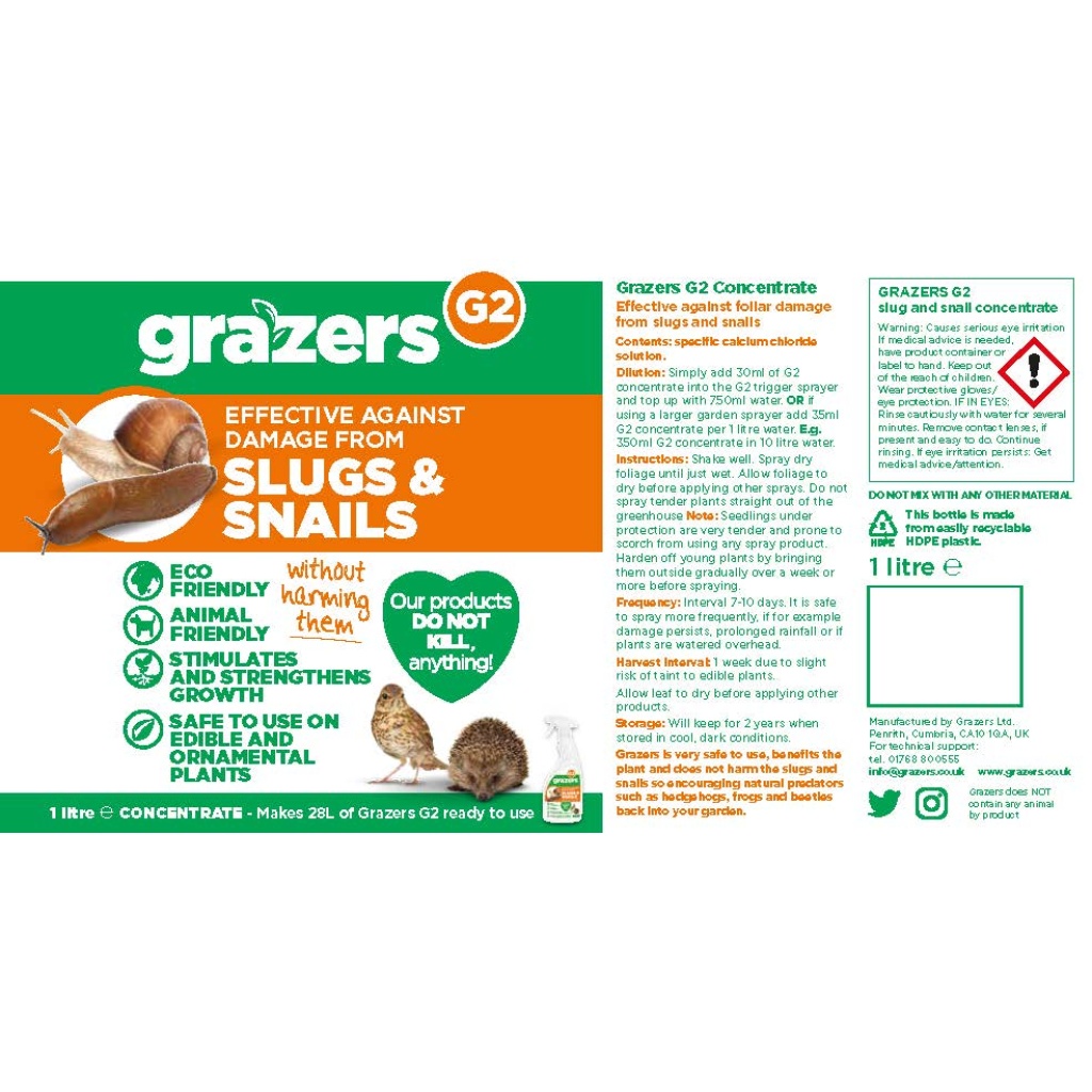 Grazers G2 (1 litre) helps plants to deter slugs & snails | Grazers