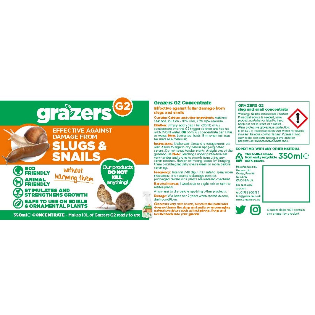 Grazers G2 (350 ml) helps plants to keep slugs & snails away | Grazers